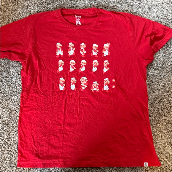 Nintendo | Shirts | Nintendo Fire Mario Uniqlo Red Pixel Art Tshirt ...
